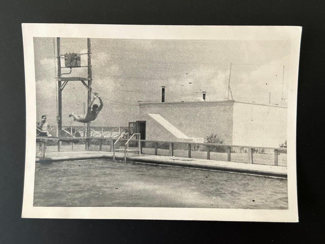 Belly Flop Dive Original Vintage Snapshot Dated 1947, Black and White ...