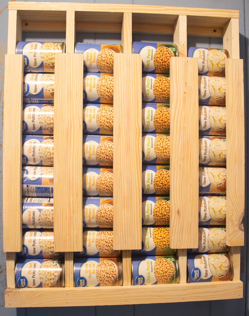 Canned Food Storage Wall Mounted Wooden Pantry Organizer – Kitchen Jar ...