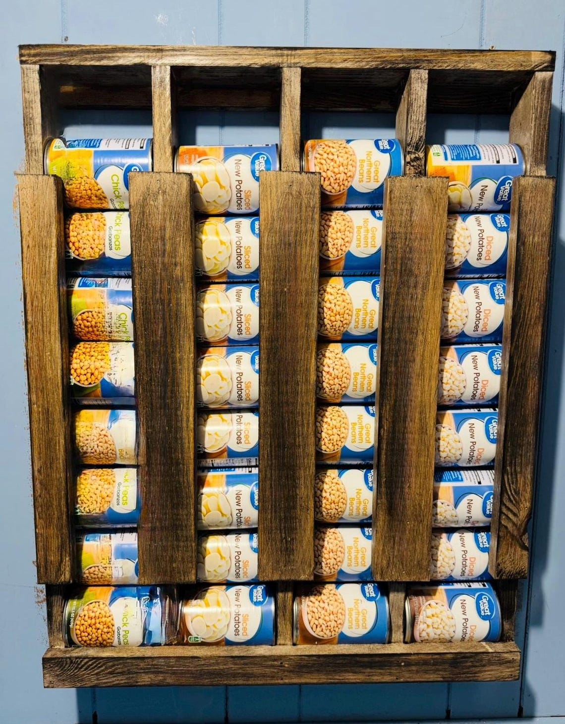 Canned Food Storage Wall Mounted Wooden Pantry Organizer – Kitchen Jar ...