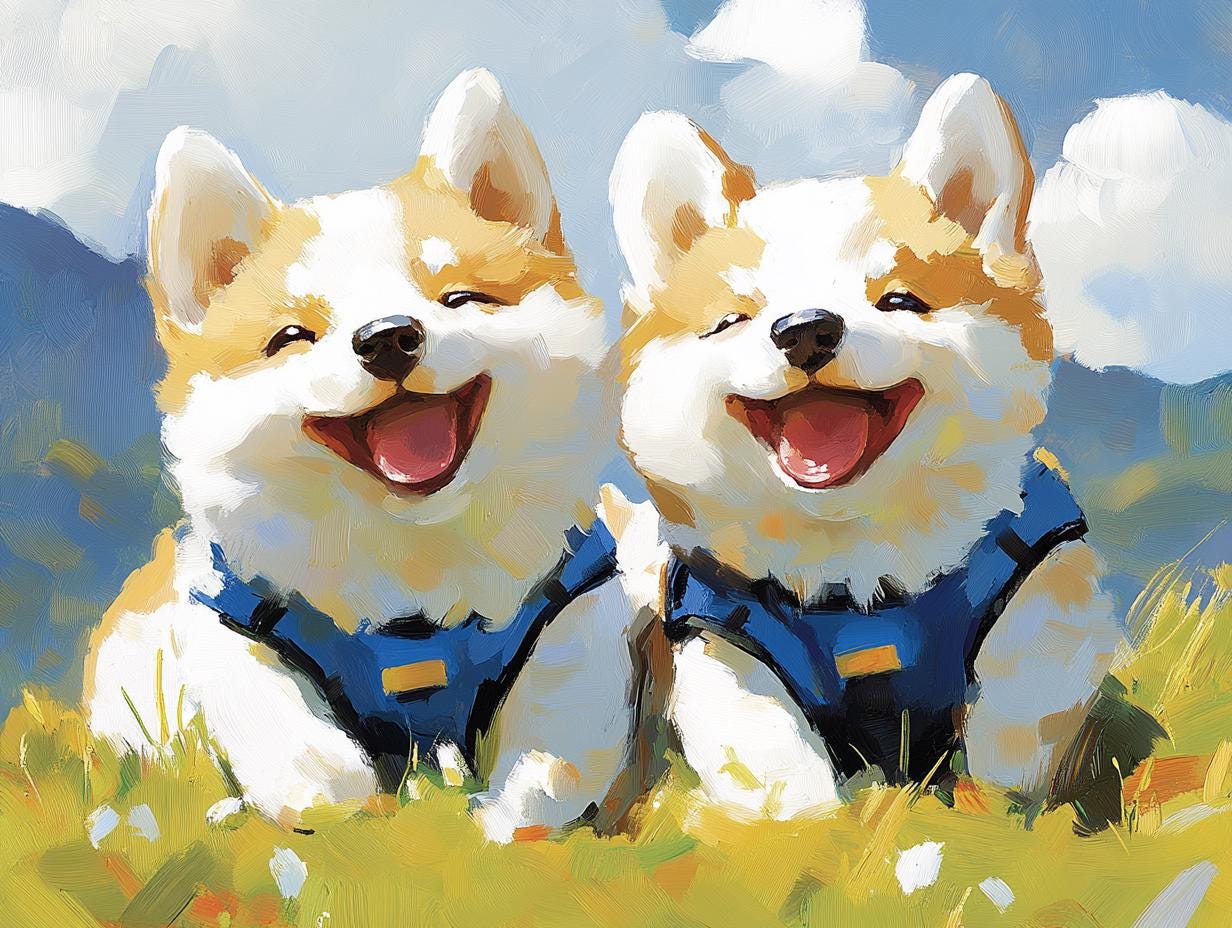 Cute Dog Painting, Digital Download, Printable Wall Art, Housewarming ...