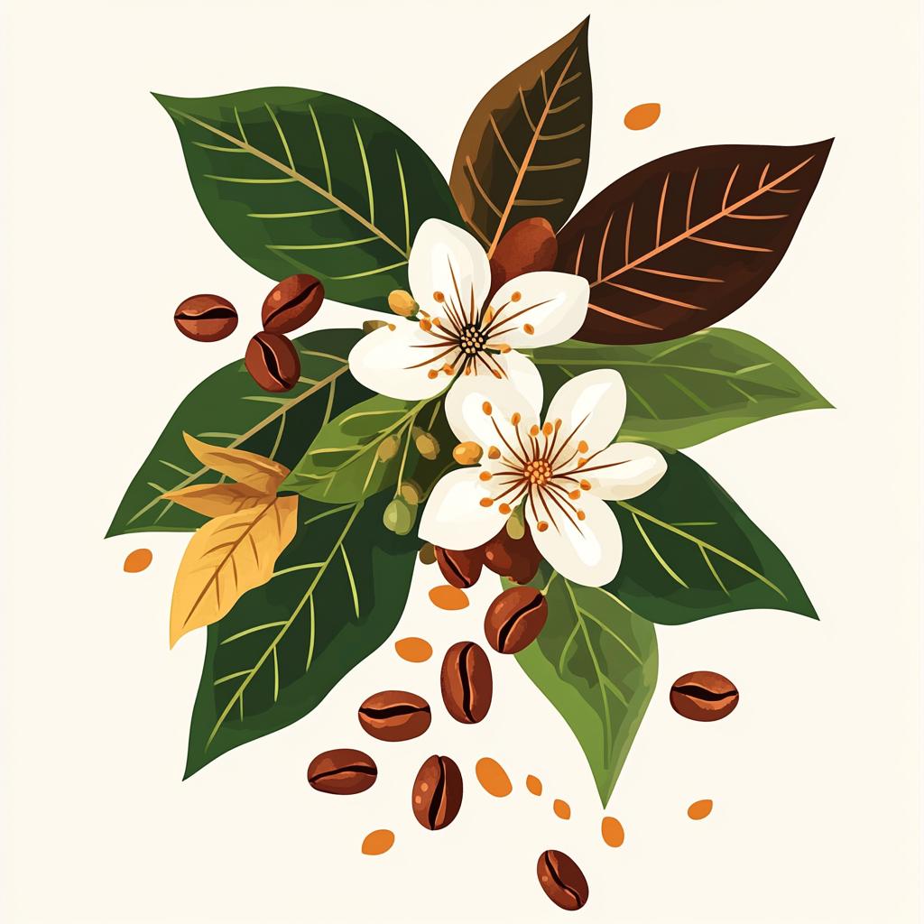 Coffee Flowers & Beans Botanical Art | Digital Download With Leaves ...