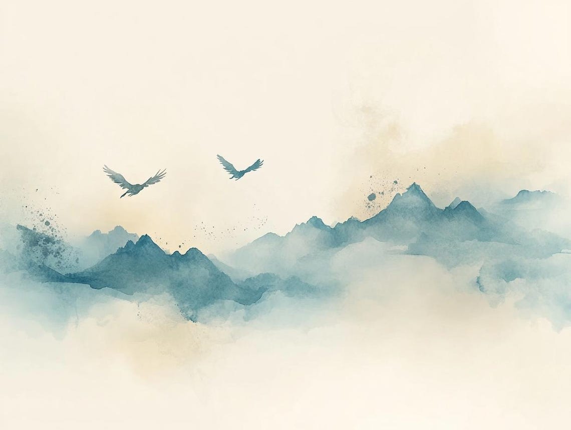 Watercolored Snowy Mountains, Printable Wall Art, Housewarming Gift ...
