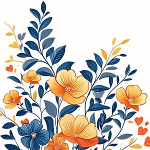 3-color Vector Page Border With Floral Design - Thin 2D Flat Border ...