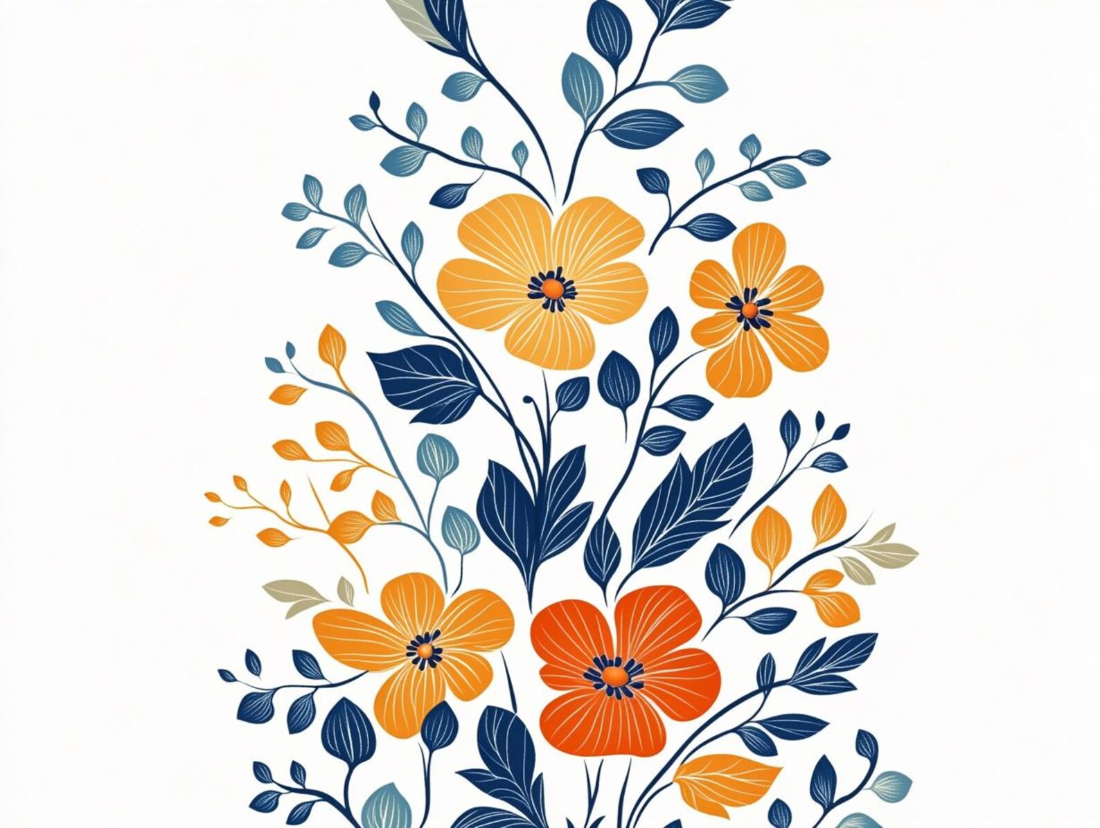 3-color Vector Page Border With Floral Design - Thin 2D Flat Border ...