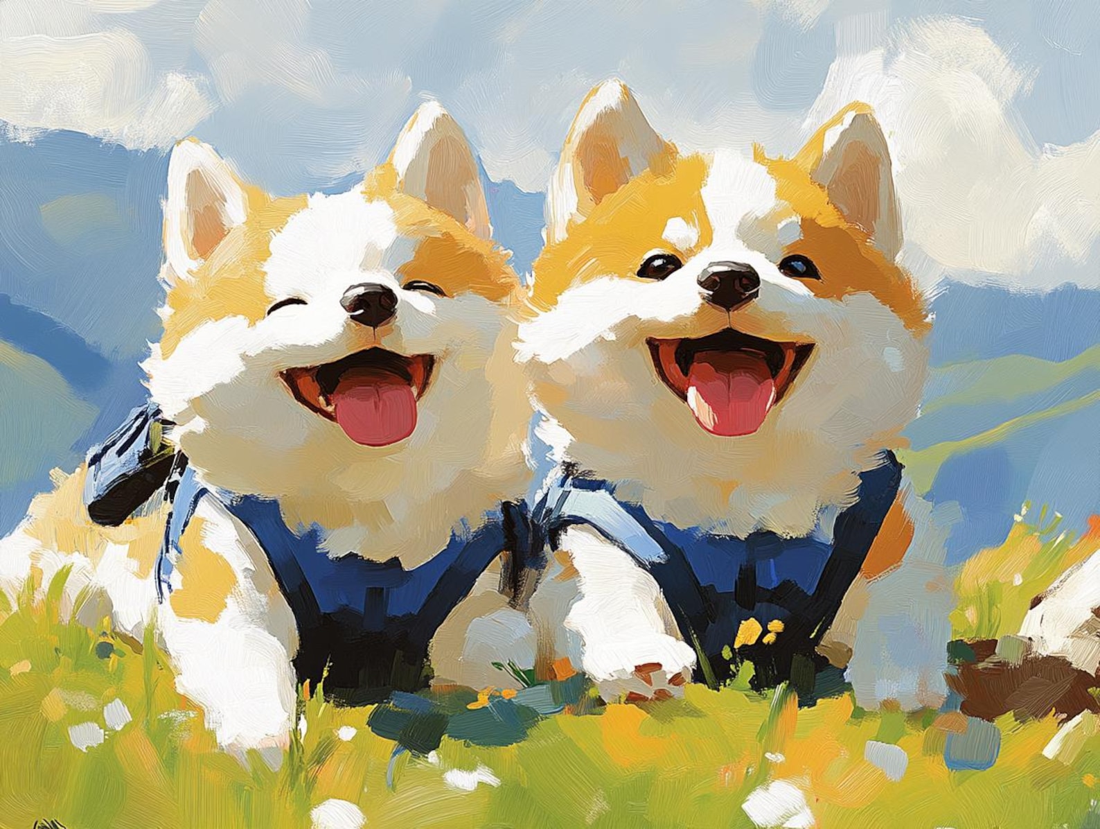Cute Dog Painting, Digital Download, Printable Wall Art, Housewarming ...