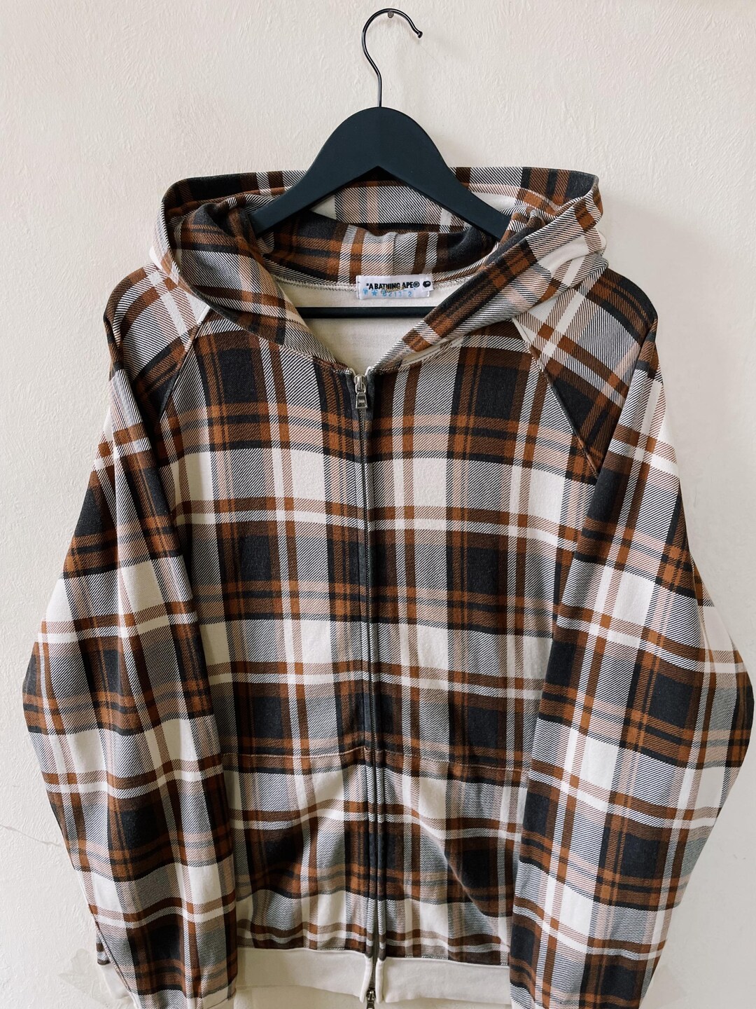 Vintage Y2K Bape A Bathing Ape Check Plaid Zip Hoodie Beige/brown - Etsy
