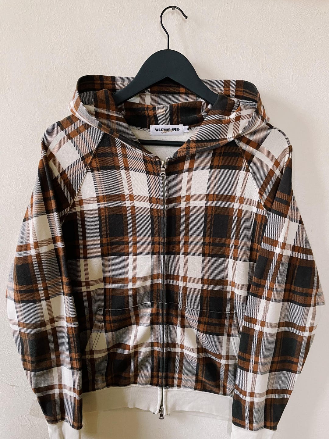 Vintage Y2K Bape A Bathing Ape Check Plaid Zip Hoodie Beige/brown - Etsy