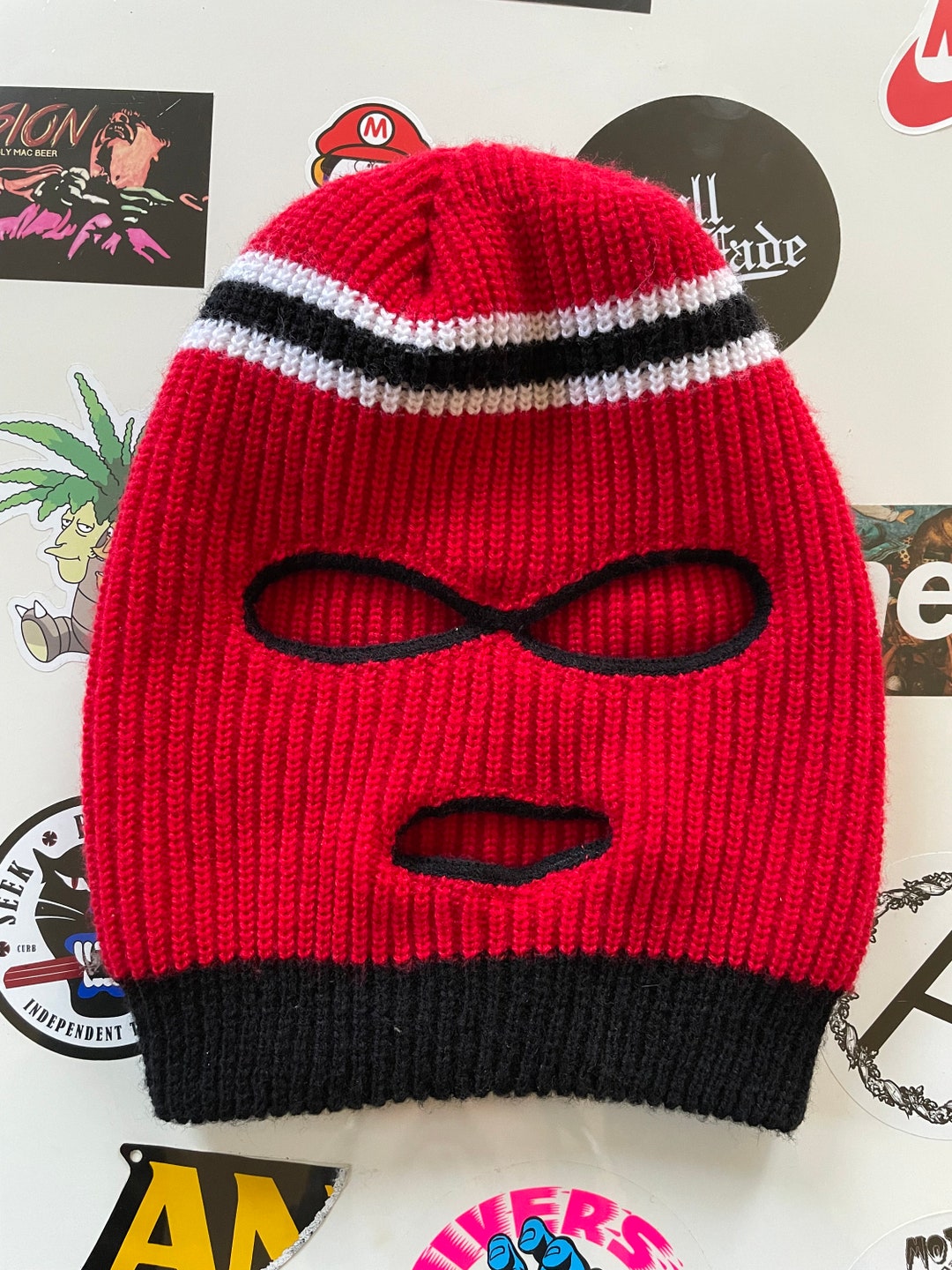 Vintage 2002 Supreme Knit Balaclava Beanie Red / Black / White - Etsy