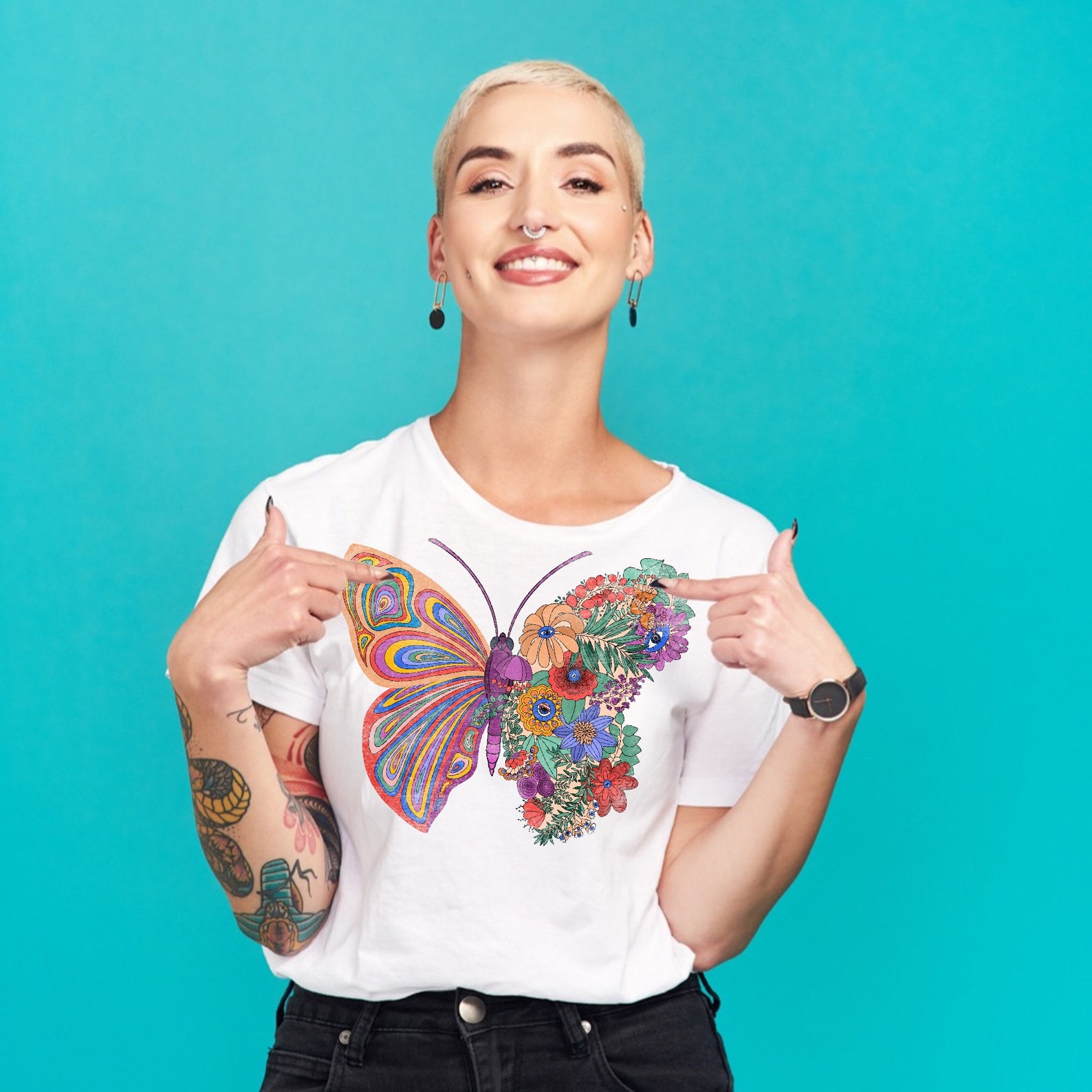 Butterfly Shirt - Butterfly Pullover Flower - Cute Butterfly Shirt ...