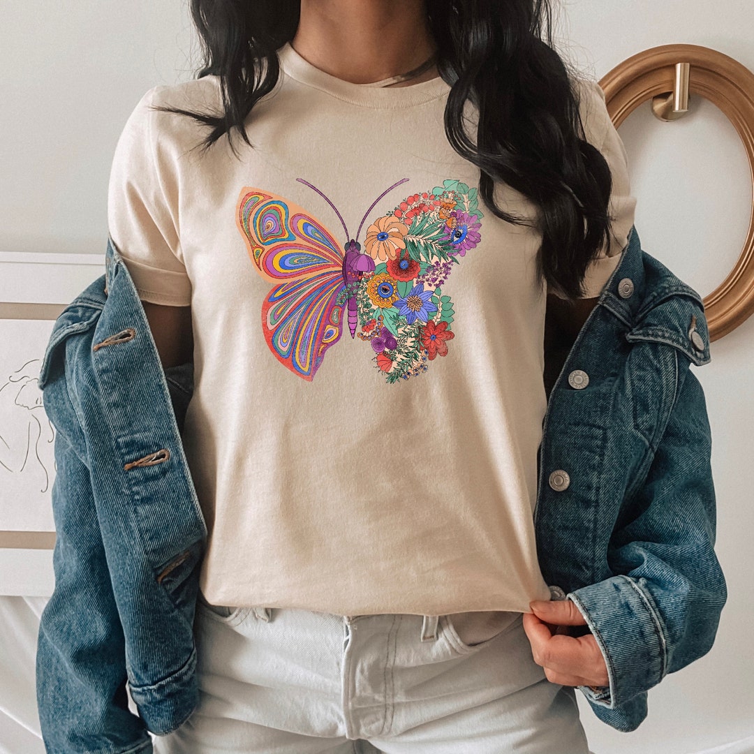 Butterfly Shirt - Butterfly Pullover Flower - Cute Butterfly Shirt ...