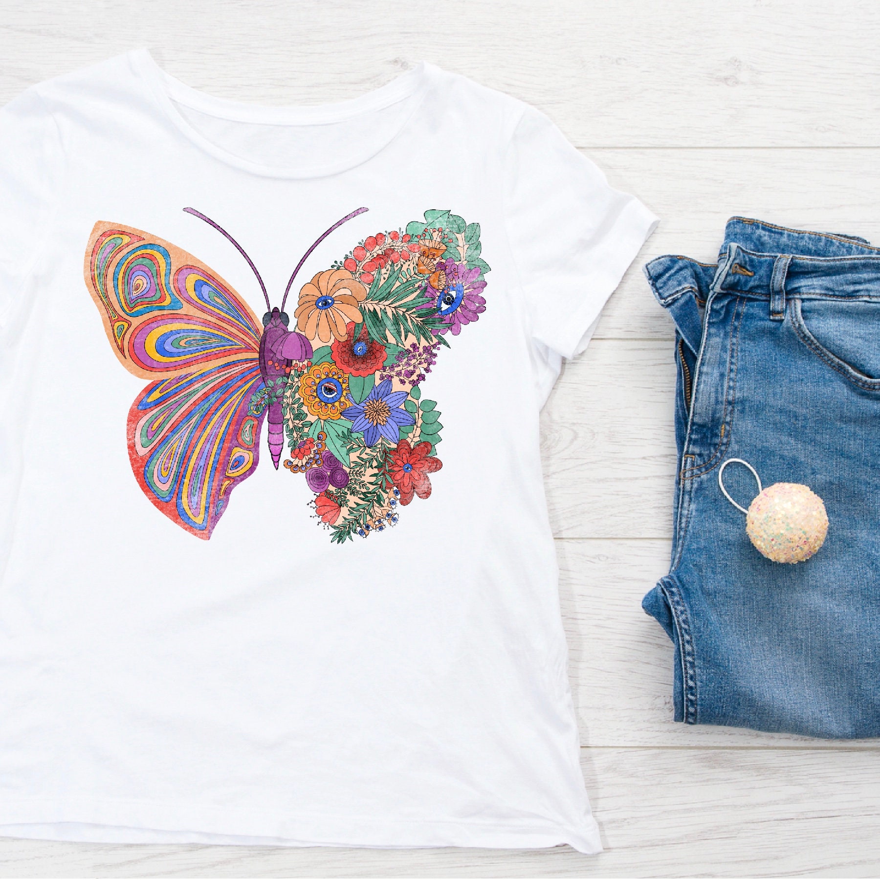 Butterfly Shirt - Butterfly Pullover Flower - Cute Butterfly Shirt ...