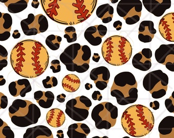 Seamless Softball Pattern, Purple Leopard Print, Sublimate Download ...