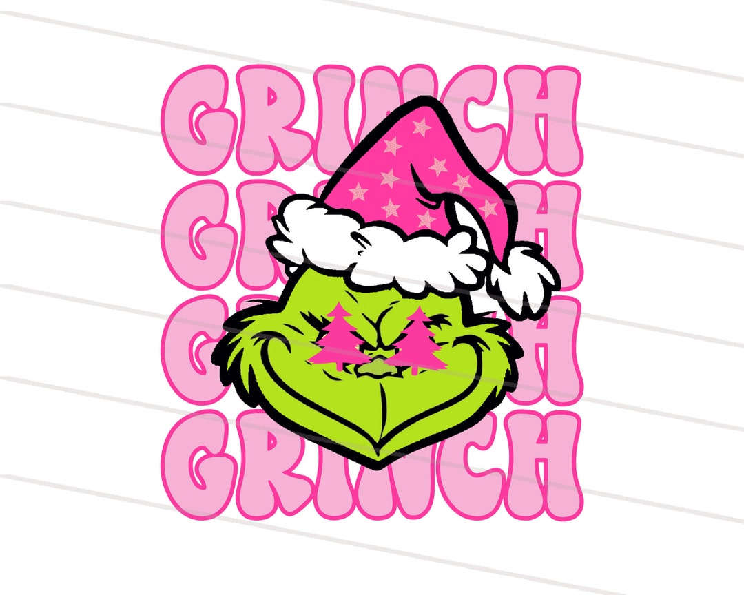 Grinch Face Preppy PNG Grinch Pink Green Preppy Christmas Grinch Png ...