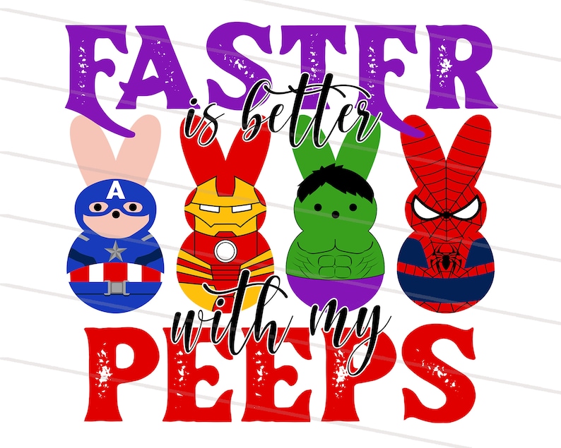Easter Superhero PNG, Peeps Assemble Png, Easter Bunny Superheroes ...