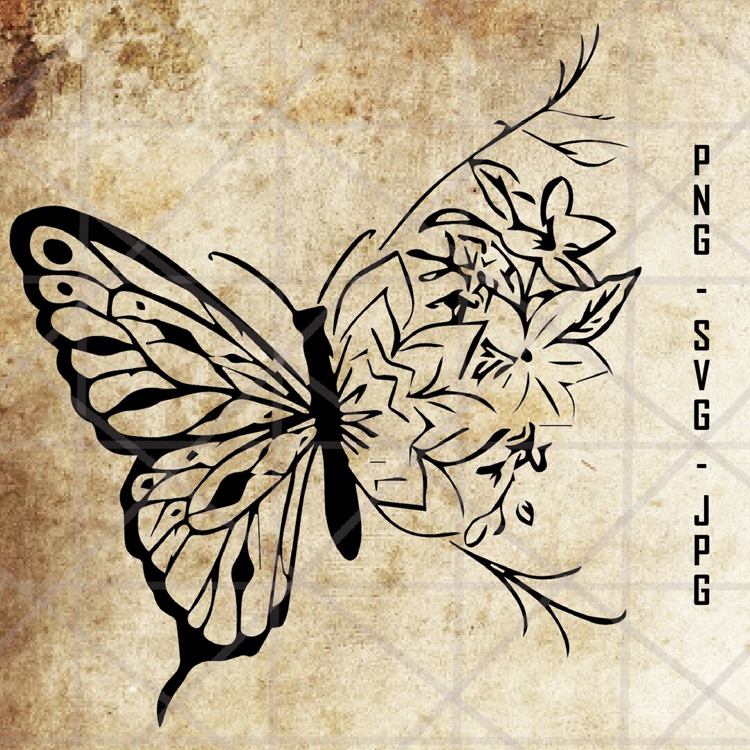 Butterfly SVG File, Floral Butterfly Svg, Butterfly Flowers, Butterfly ...