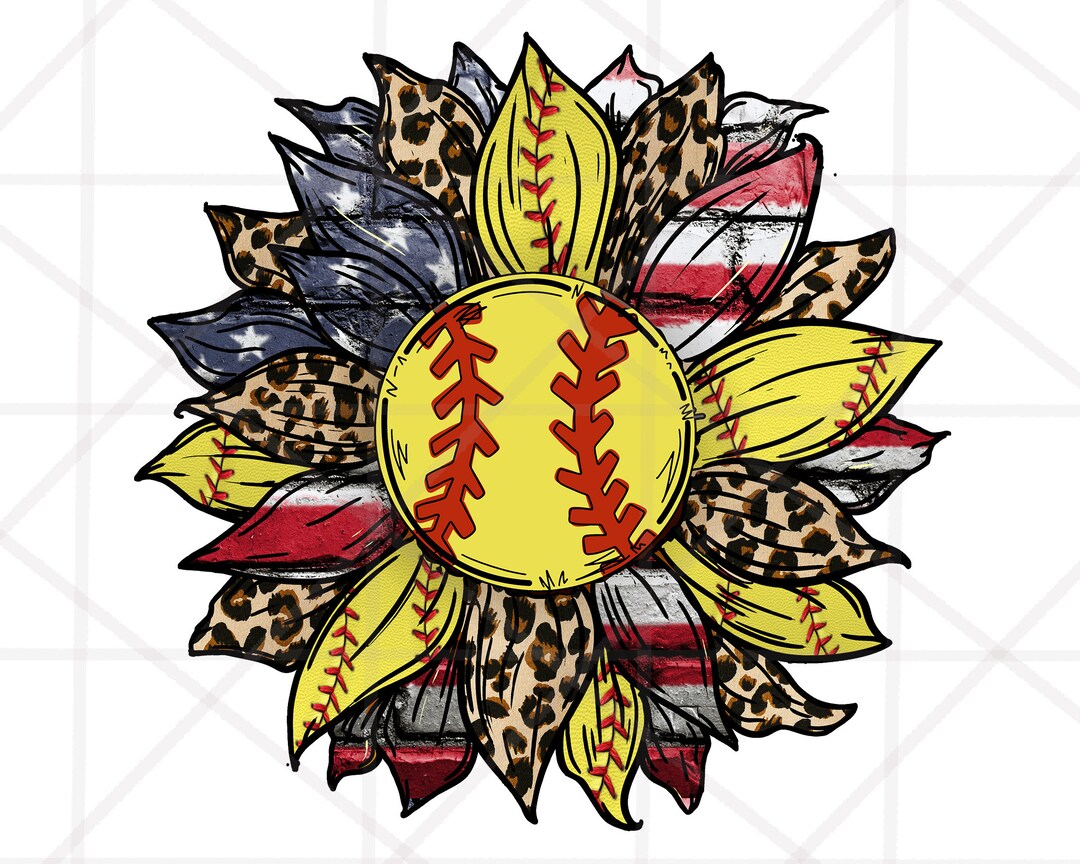 Softball Sunflower PNG Image, Softball Leopard Design, 4th of July ...