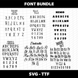 Cartoon Font Bundle SVG TTF Cricut Cutting Invitation Christmas ...