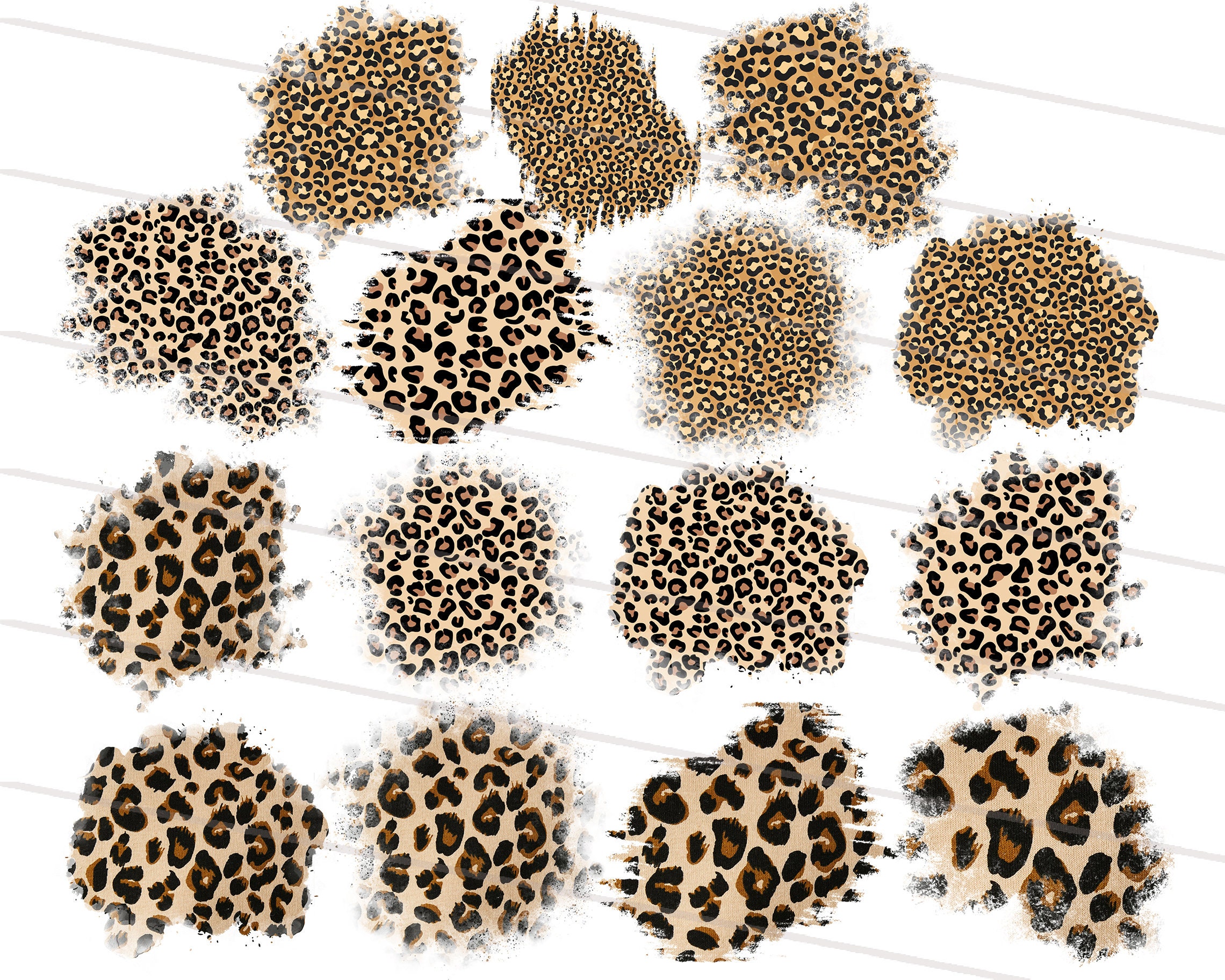 15X BUNDLE Distressed Leopard Print Patches PNG, Leopard Patches ...