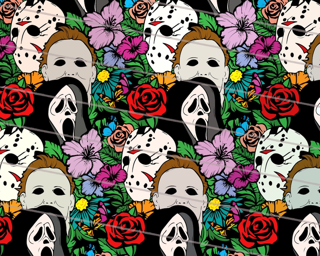 3X Halloween Floral Seamless Pattern Halloween Digital Paper - Etsy