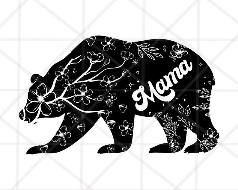 5 Different Design Floral Bear Mama SVG Bundle Flower Mama - Etsy