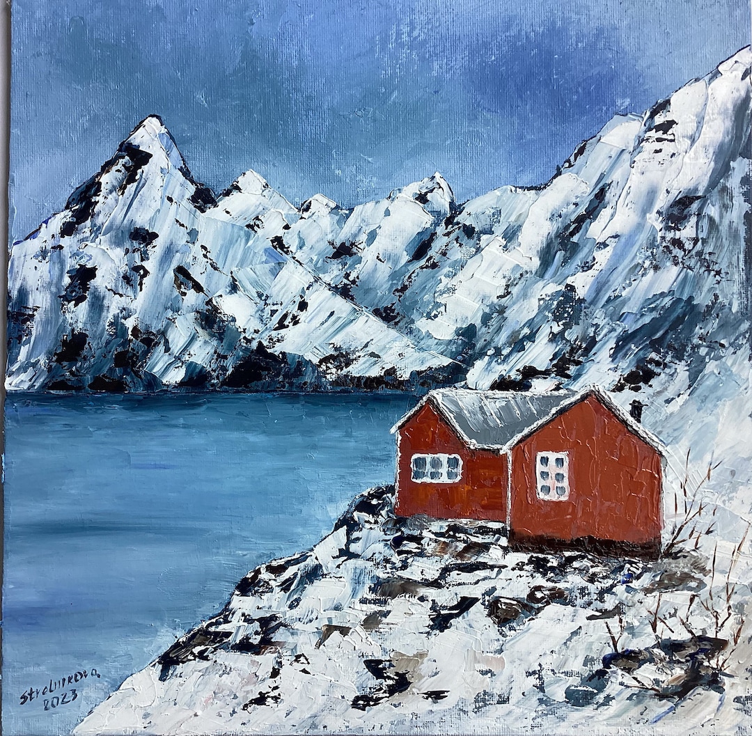 Norway Landscape Painting Lofoten Islands Wall Art Original Impasto Oil ...