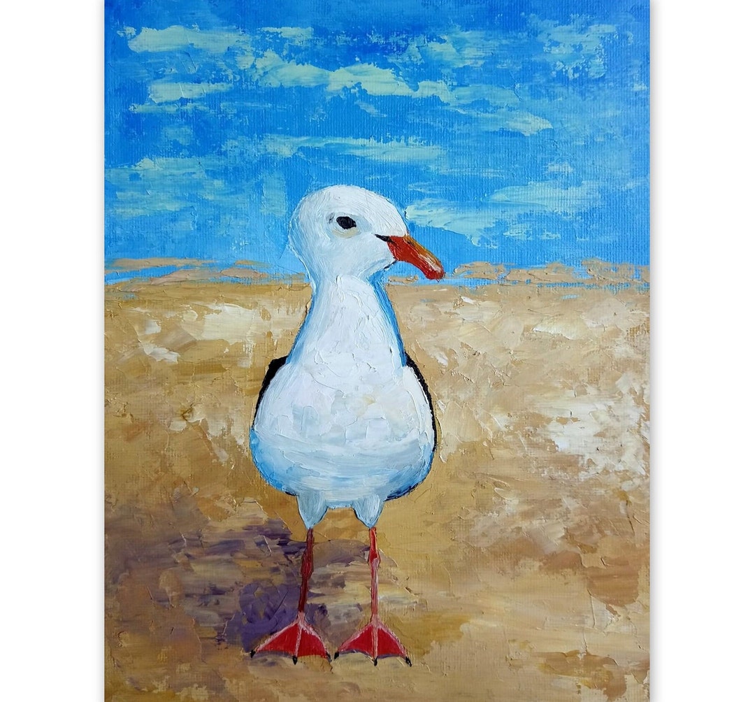 Seagull Painting Gull Wall Art Bird Artwork Original Art 7 by 9" Birds ...