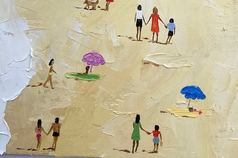 Beach Miami Painting People Scene Art Original Impasto Oil - Etsy