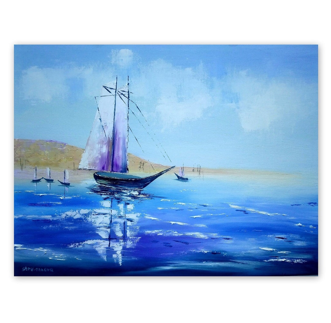 fishing-boat-painting-seascape-wall-art-boat-art-original-etsy