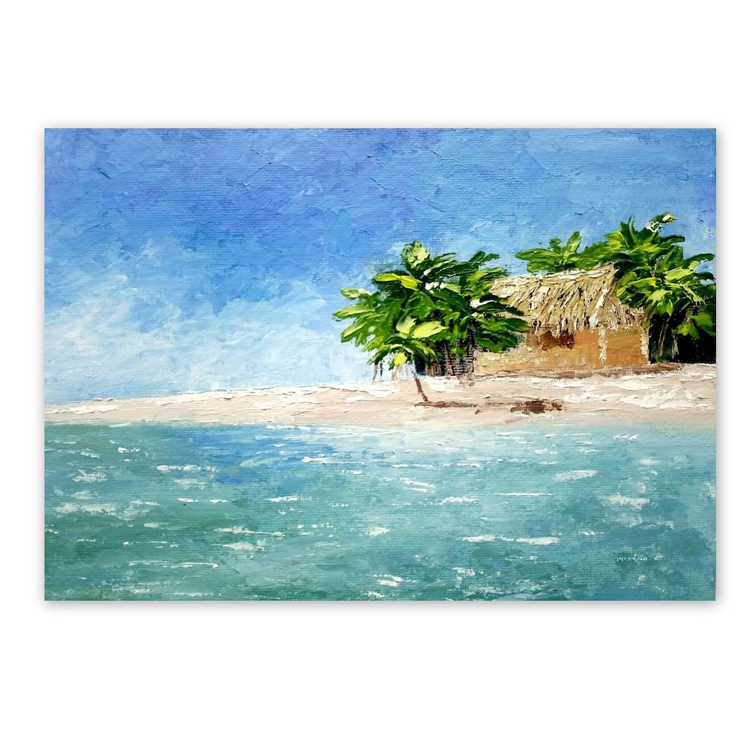 Tropical Beach Painting Beach Original Art 7 X 9" Hawaii Landscape ...