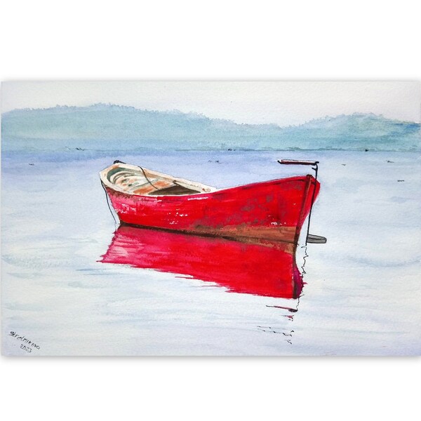 Small Boat Painting - Etsy