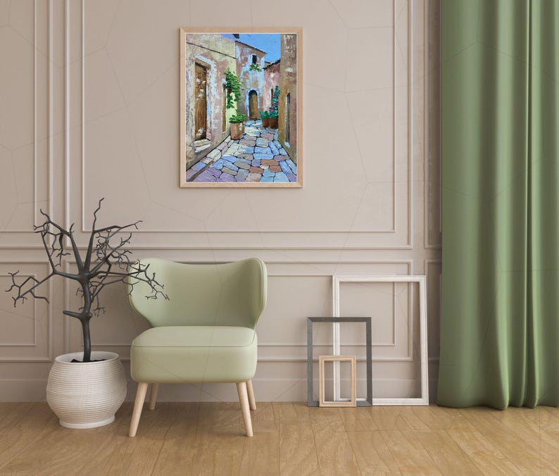 Tuscany Painting - Original Street Italy Landscape Art Impasto Oil ...