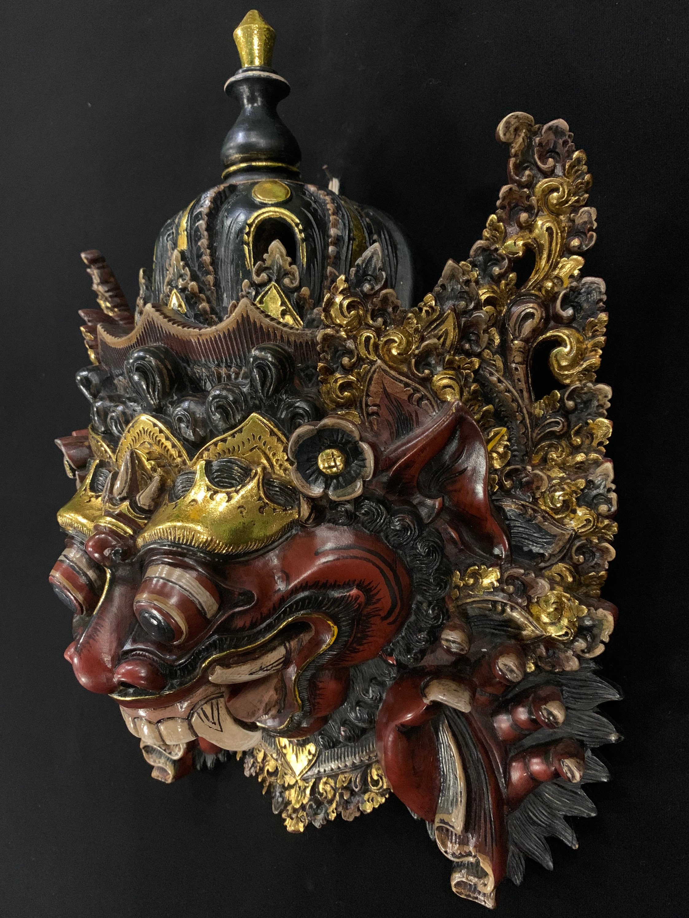 Boma Wooden Balinese Mask, Bhoma Bali Mask, Wall Art Decor, Barong ...