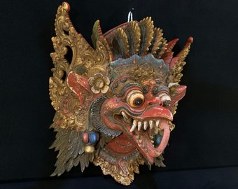 Antique Garuda Wooden Mask Balinese Mask Wood Carving Wall Mask Decor ...
