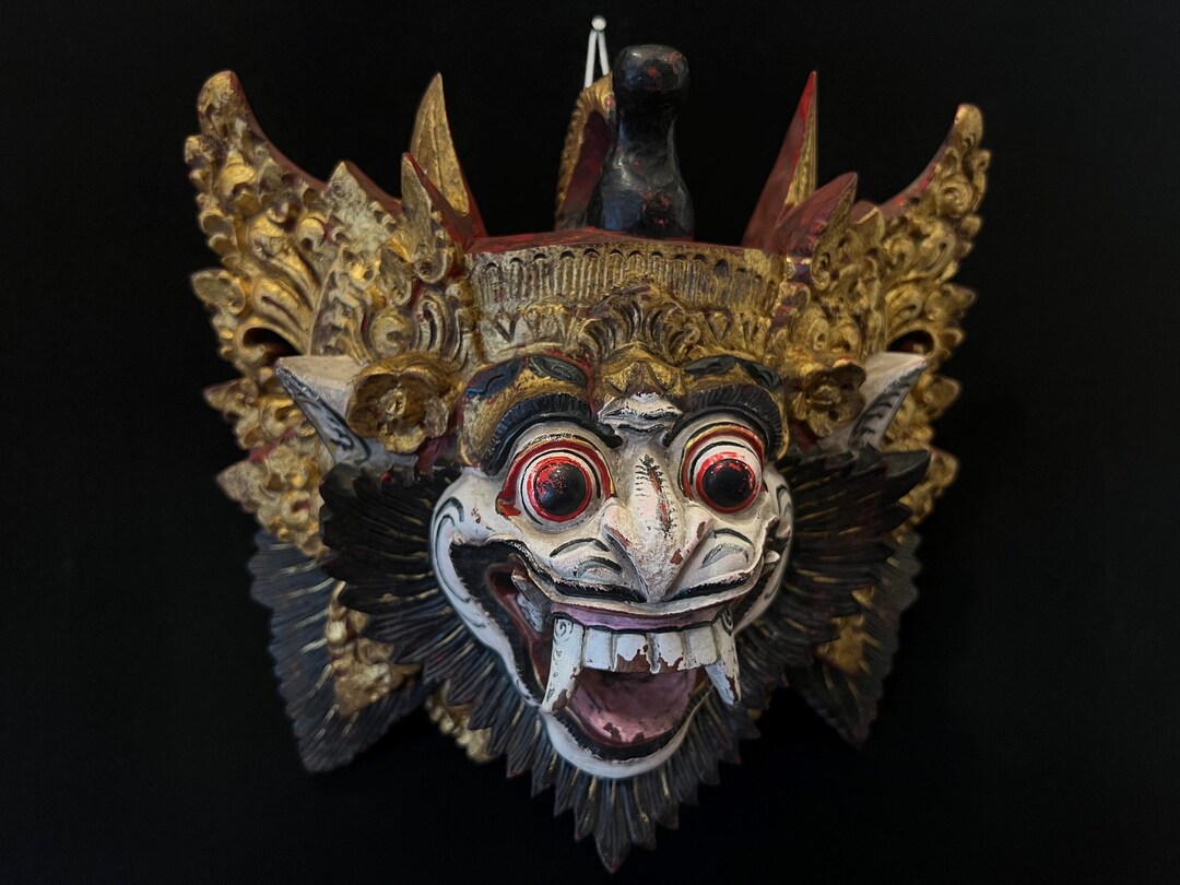 Hand Carved Teak Hanuman Mask, Balinese Wall Art Decor - Etsy