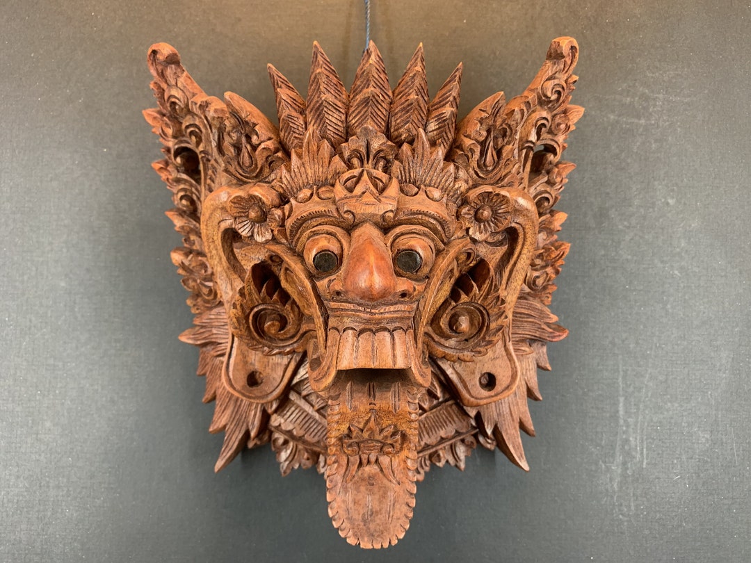 8” Rangda Wooden Bali Mask Balinese Calonarang Mask Hand Carving Wall ...