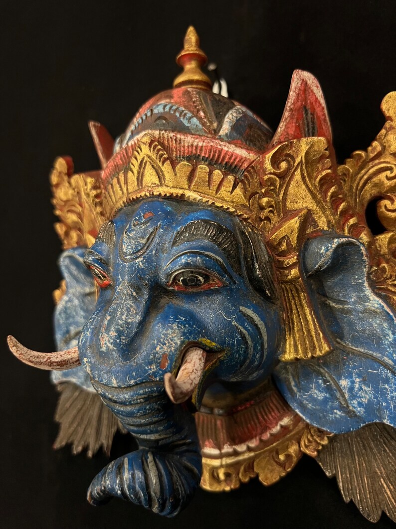 Blue Ganesha Statue, Balinese Mask, Hindu Goddess Statue, Ganesh Idol ...