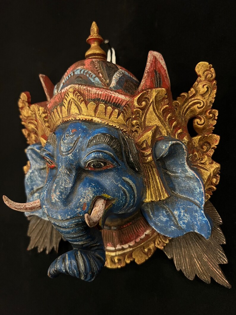 Blue Ganesha Statue, Balinese Mask, Hindu Goddess Statue, Ganesh Idol ...