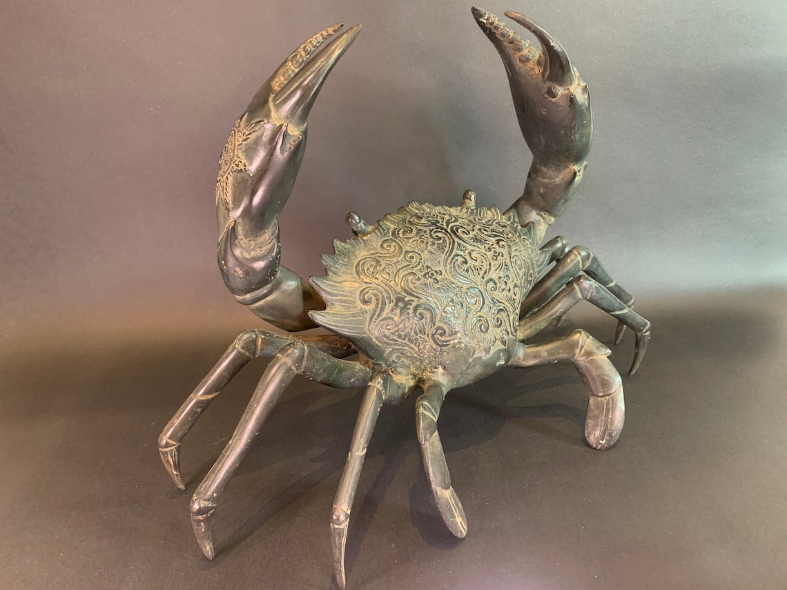Crab Bronze King Crab Statue Beach House Decor Vintage Home | Etsy