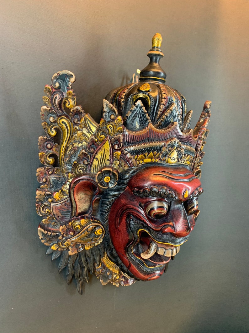 HUGE Rahwana Wooden Mask Ravana Bali Mask Hand Carving Vintage - Etsy
