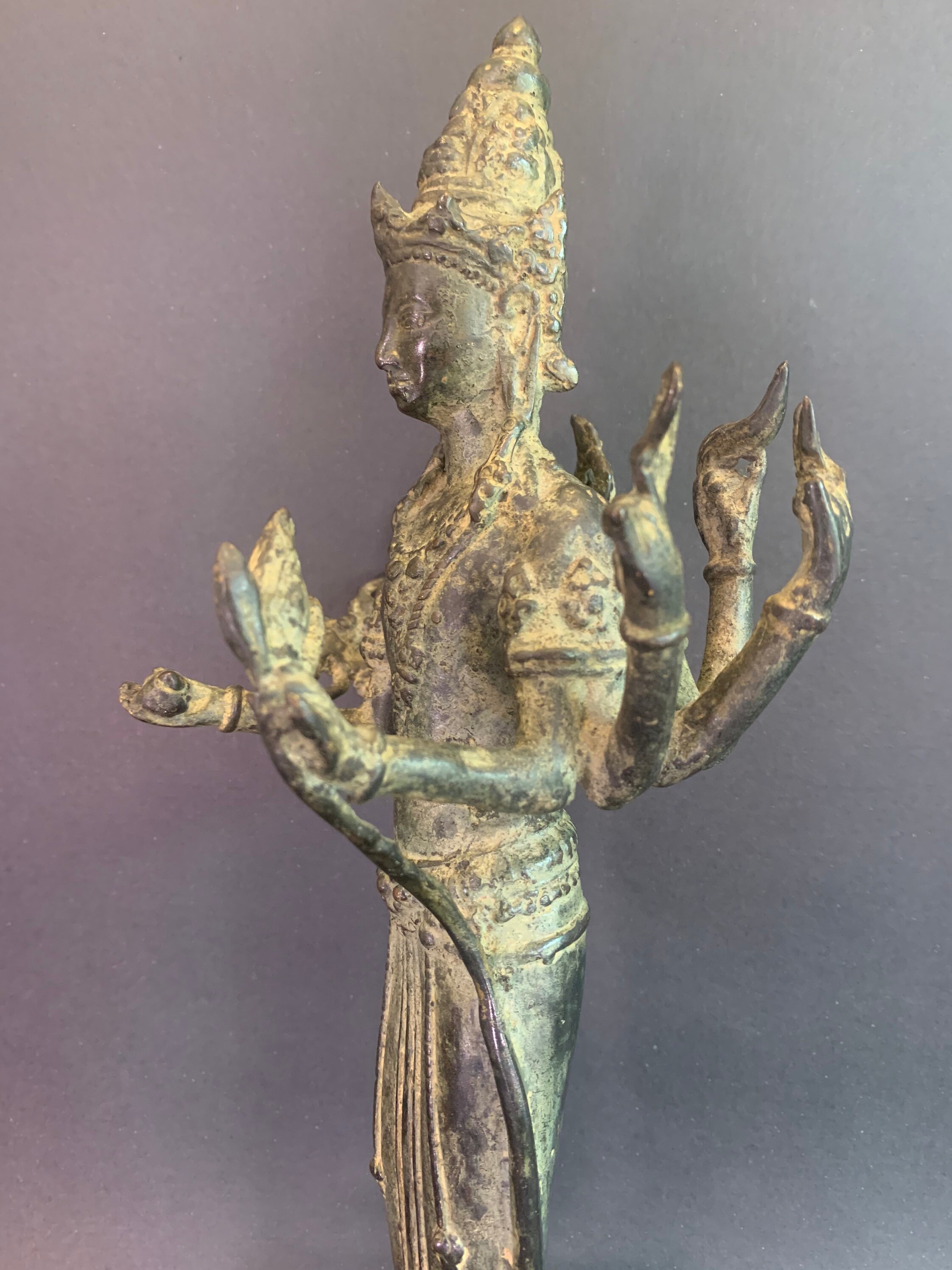 Vishnu Bronze Statue Vintage Vishnu Figurine Vishnu 8 Arms Sculpture ...