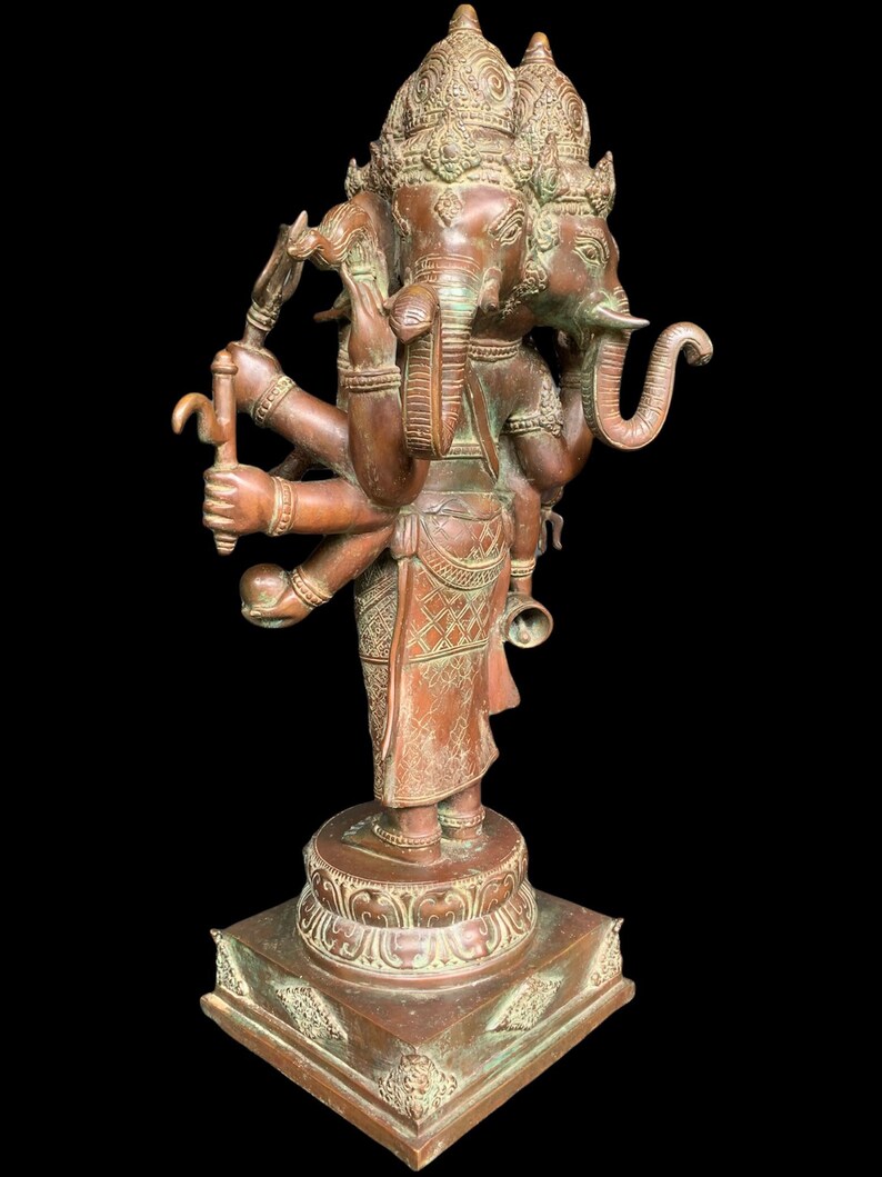 Large Ganesha Bronze Statue Hindu God Sculpture Vintage Ganapati Bronze ...
