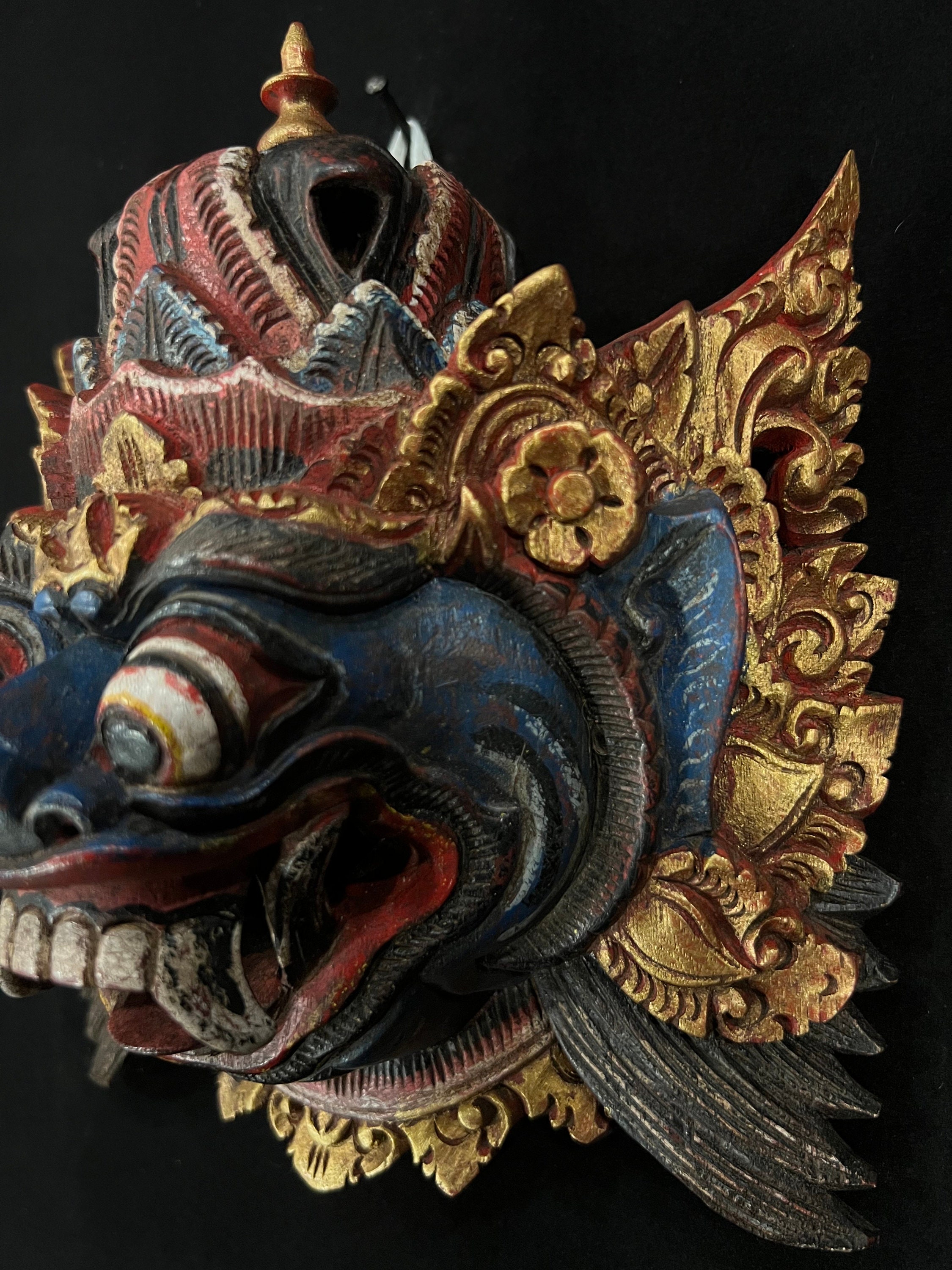 Blue Boma Bali Wood Mask Vintage Balinese Hand Carved Wood Mask ...