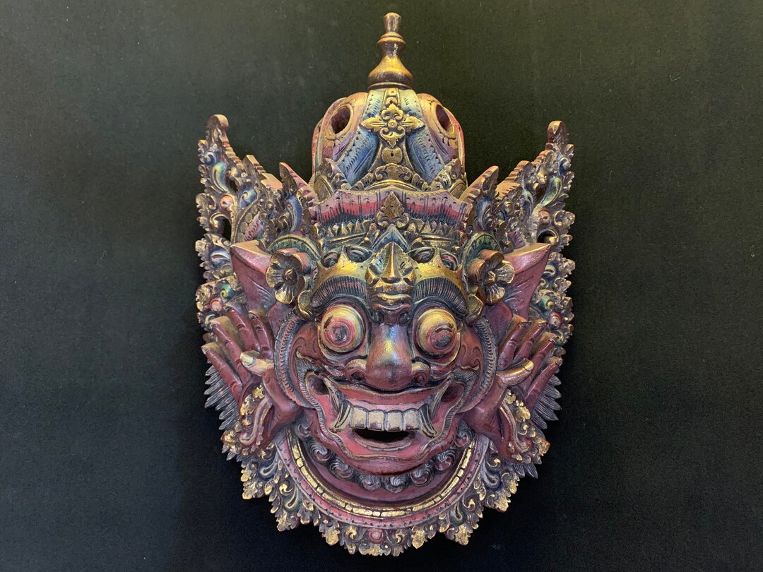 Vintage Boma Wood Balinese Mask Boma Bali Hand Carving Home Decor Wall ...