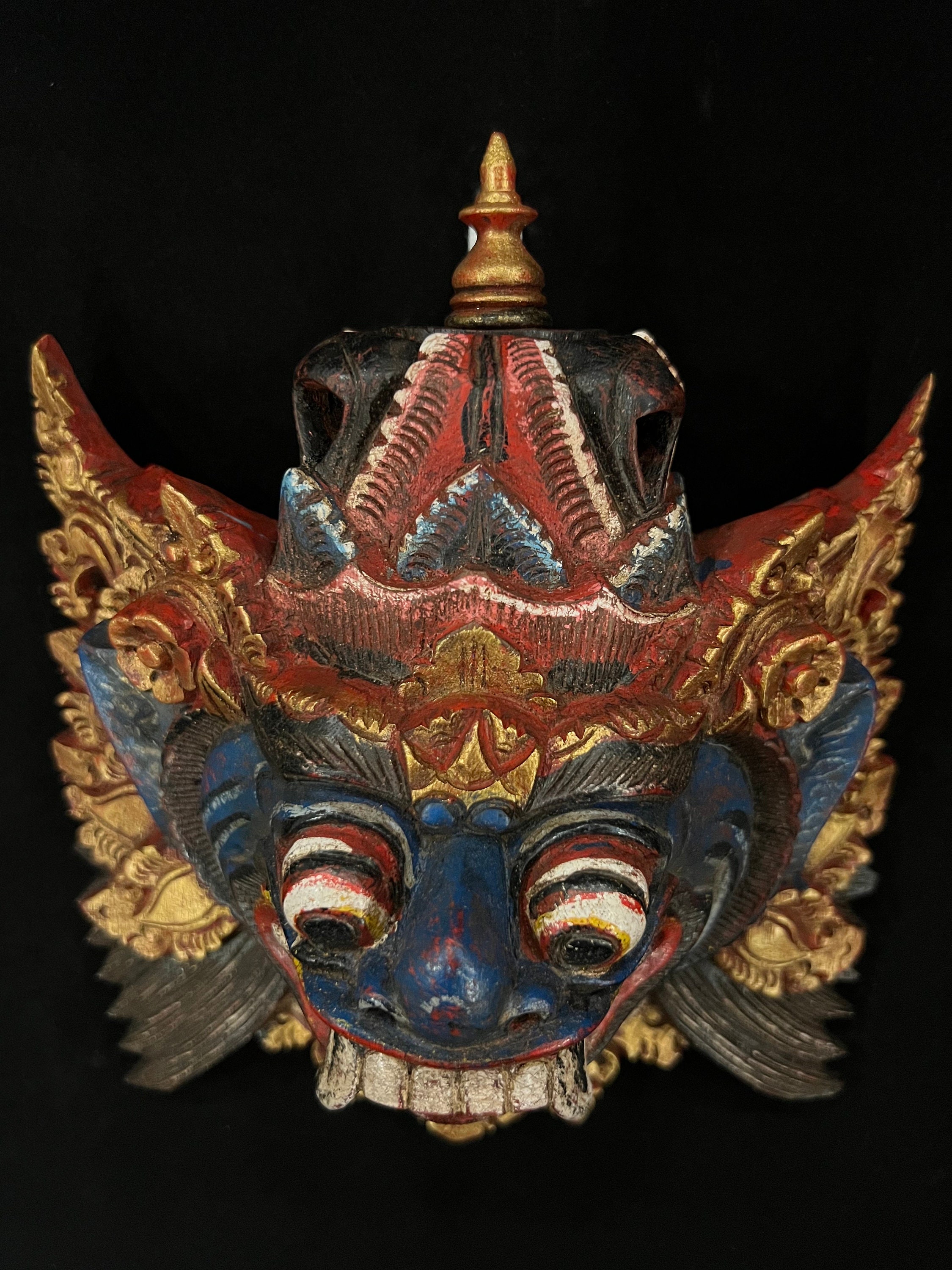 Blue Boma Bali Wood Mask Vintage Balinese Hand Carved Wood Mask ...