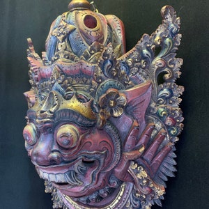 Vintage Boma Wood Balinese Mask Boma Bali Hand Carving Home Decor Wall ...