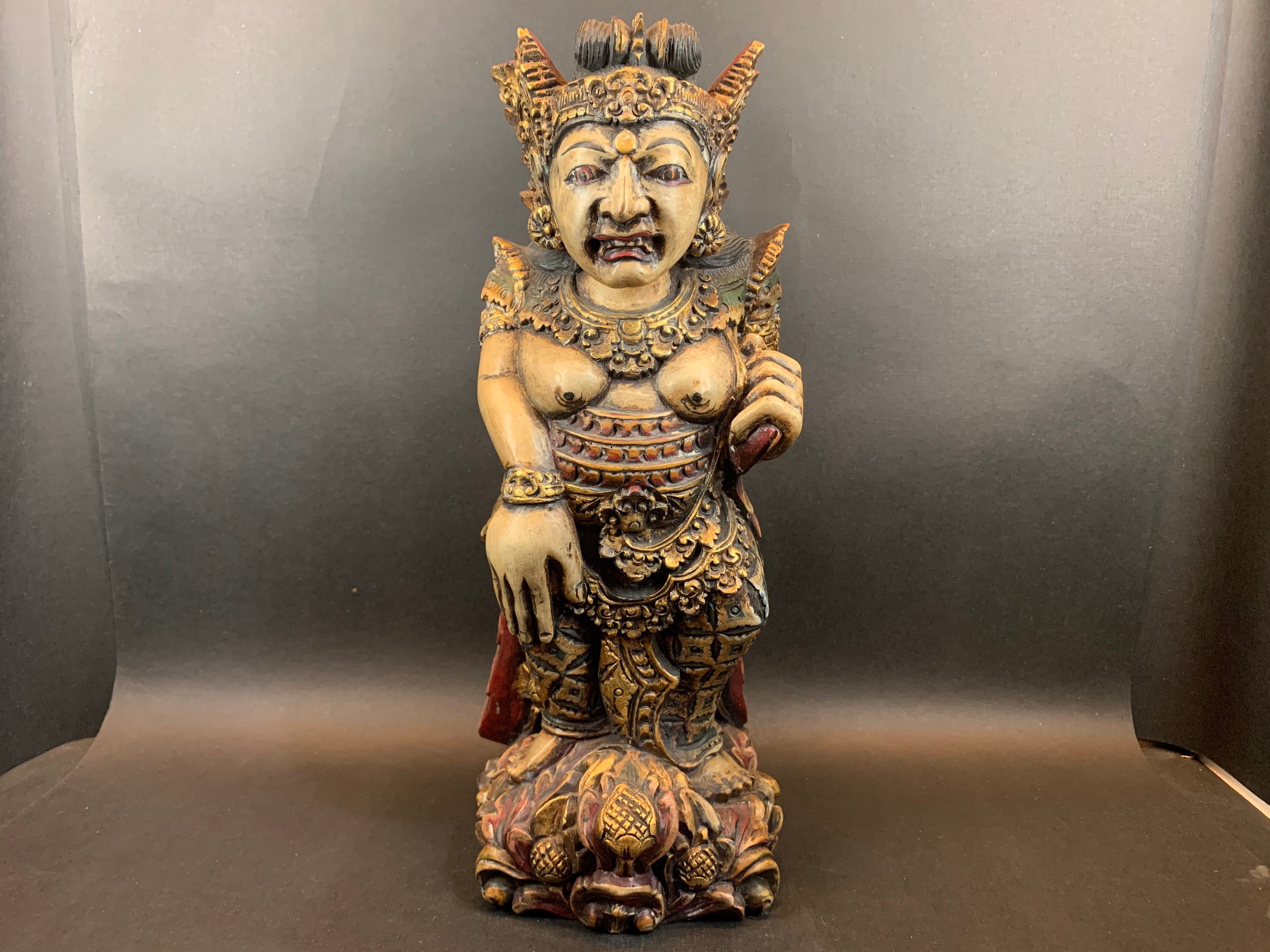 Durga Wood Statue Goddess Devi Vintage Wooden Sculpture Balinese Legend ...