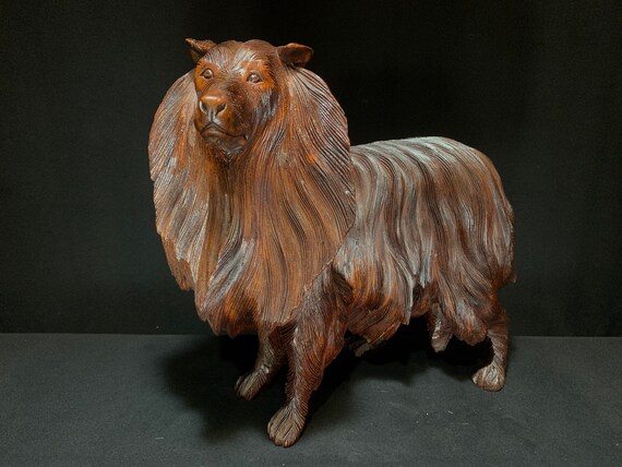 Dog Miniature Wooden Dog Sculpture Dog Lover Animal Statue | Etsy