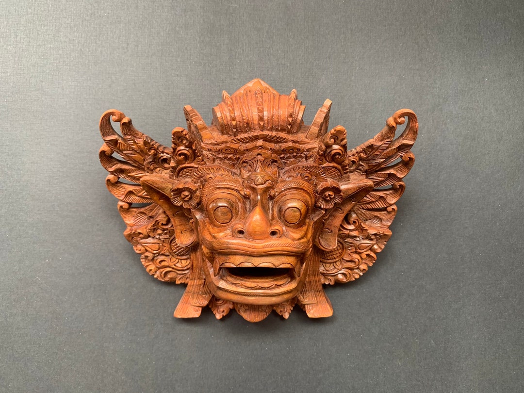 8” Barong Wooden Mask, Balinese Mask, Bali Mask, Barong Mask, Hand ...