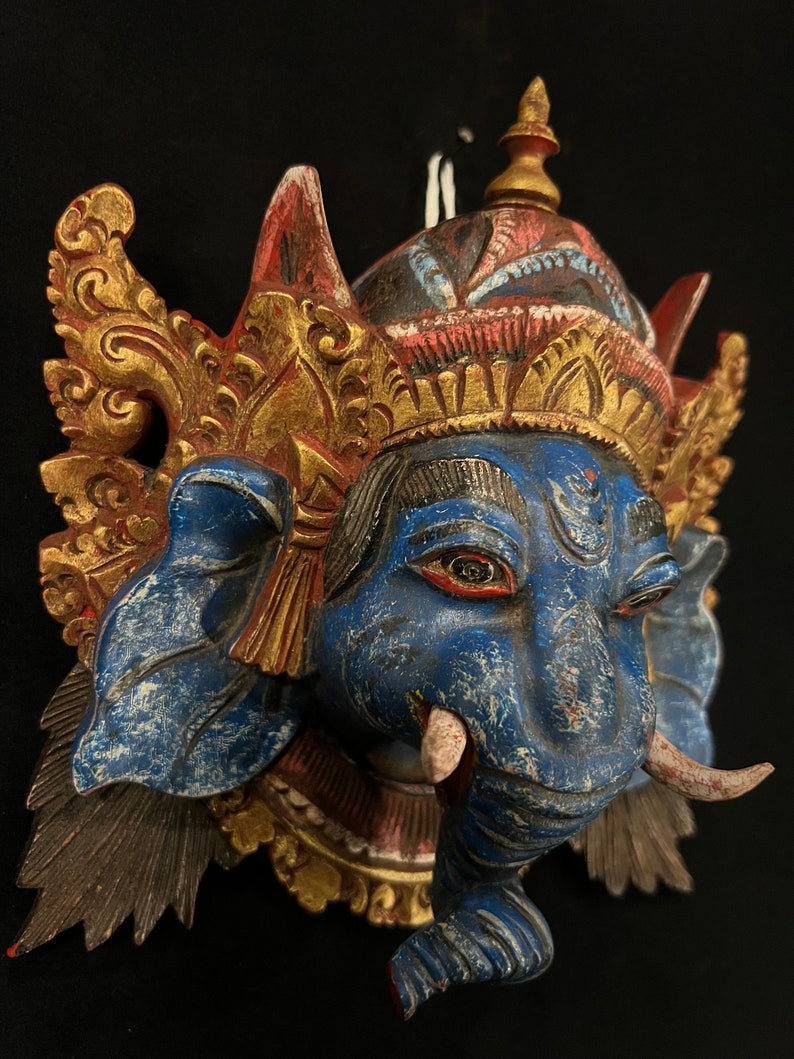 Blue Ganesha Statue, Balinese Mask, Hindu Goddess Statue, Ganesh Idol ...