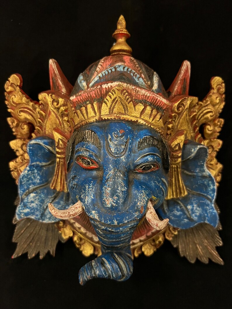 Blue Ganesha Statue, Balinese Mask, Hindu Goddess Statue, Ganesh Idol ...